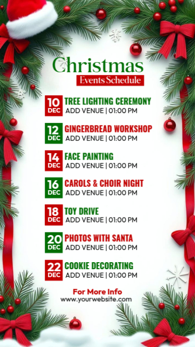 Christmas Event Schedule Template | PosterMyWall