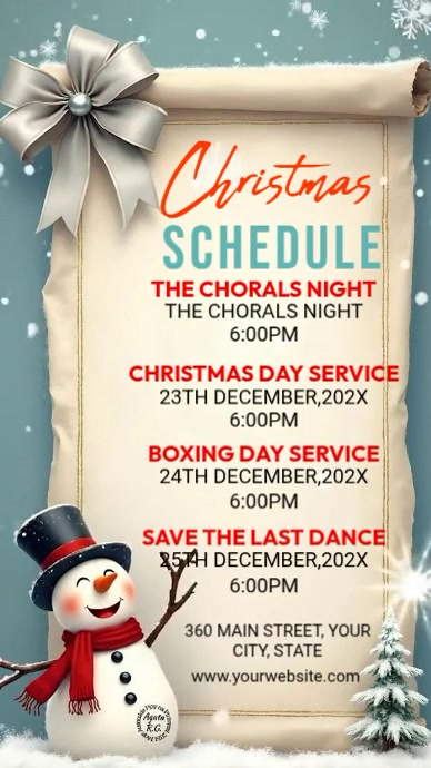 Christmas Event Schedule Template | PosterMyWall