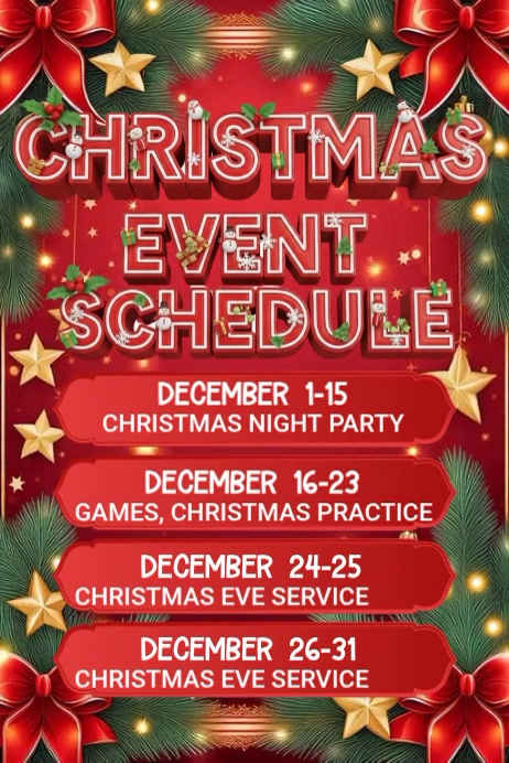 Christmas Event Schedule Template | PosterMyWall