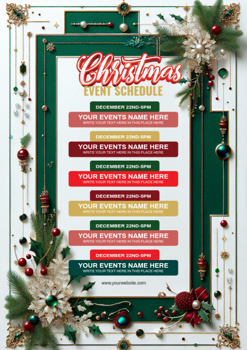 Christmas Event Schedule Flyer Template | PosterMyWall