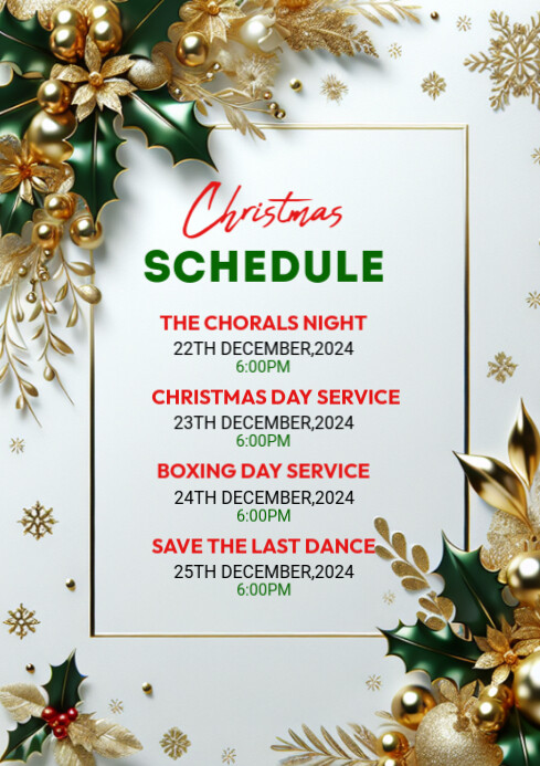 Christmas event schedule flyer template | PosterMyWall