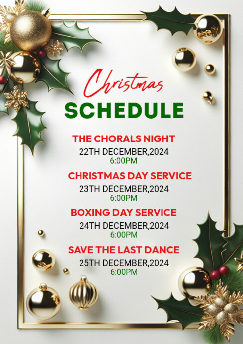 Copy of Christmas event schedule flyer template | PosterMyWall