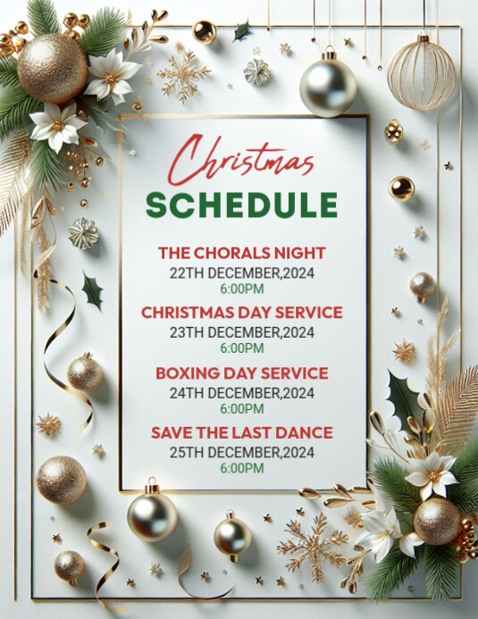 Christmas Event Schedule Template | PosterMyWall