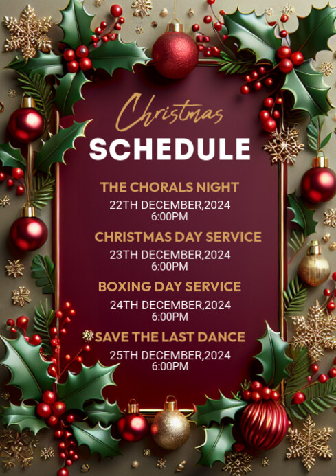 Christmas Event Schedule Template | PosterMyWall