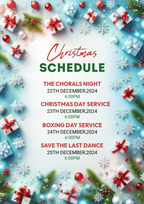 Christmas Event Schedule Template | PosterMyWall