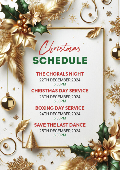 Christmas Event Schedule Template | PosterMyWall