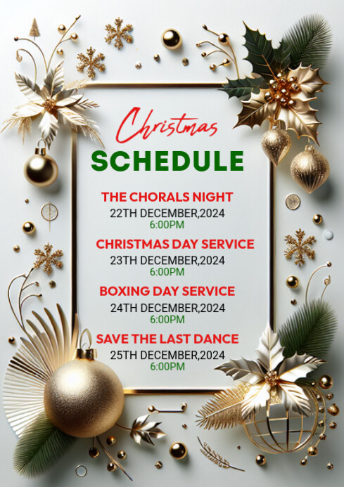Christmas Event Schedule Template | PosterMyWall