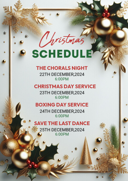 Christmas Event Schedule Template | PosterMyWall