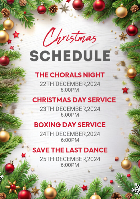 Christmas Event Schedule Template | PosterMyWall