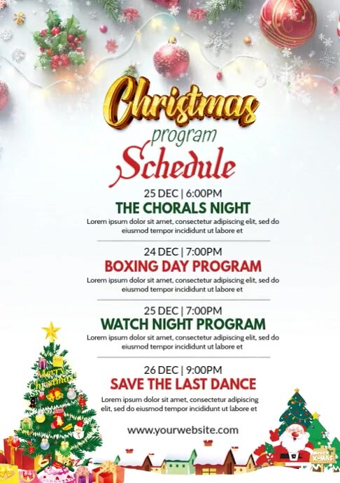 Christmas Event Schedule Template | PosterMyWall