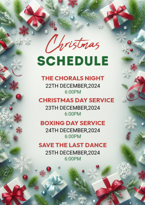Christmas Event Schedule Template | PosterMyWall