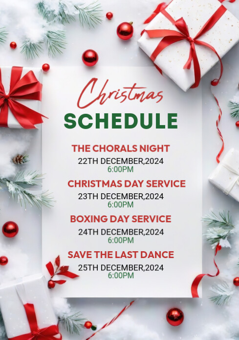 Christmas Event Schedule Template | PosterMyWall