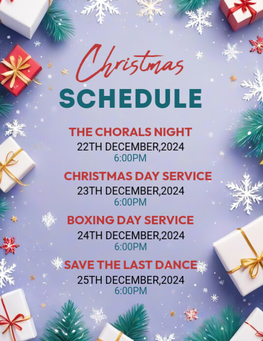 Christmas Event Schedule Template | PosterMyWall