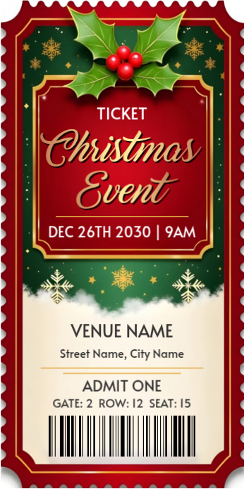 Christmas Event Ticket Template Design Download | PosterMyWall