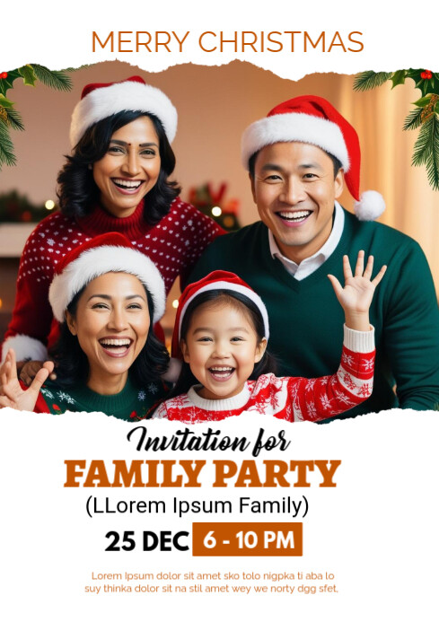 CHRISTMAS FAMILY PARTY Template | PosterMyWall