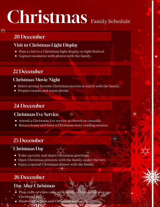 Christmas Family Schedule Template | PosterMyWall
