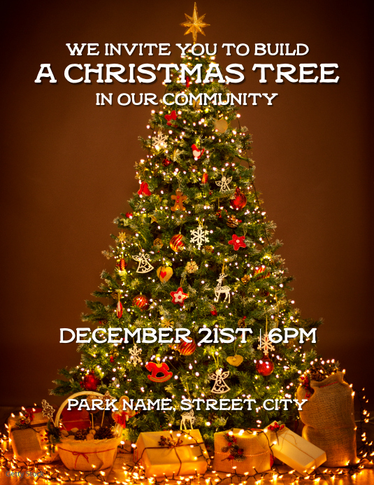 Christmas tree decorating community event flyer Template | PosterMyWall