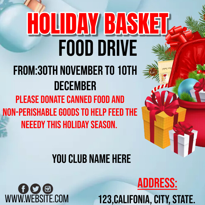 Christmas food drive design template | PosterMyWall
