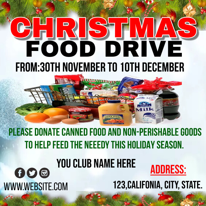 Christmas food drive design template | PosterMyWall