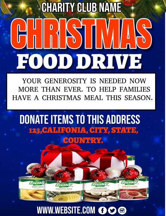 Plantilla de Christmas food drive design template | PosterMyWall