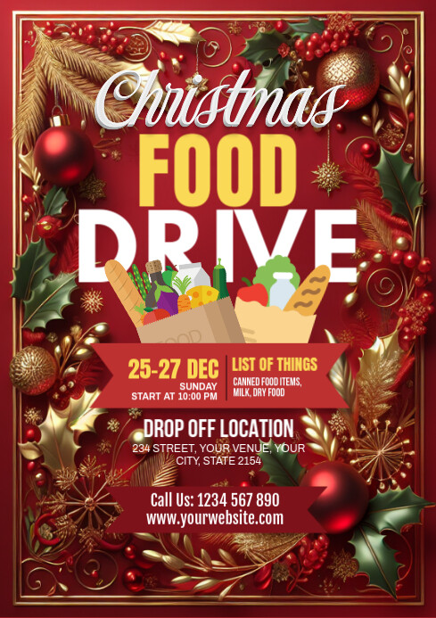 Copy of Christmas Food Drive Event Flyer Template | PosterMyWall