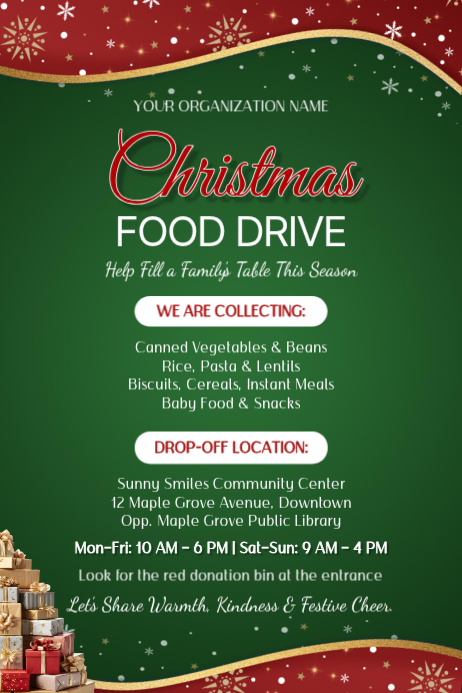 Christmas Food Drive Poster Printable Template | PosterMyWall