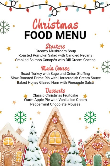 Christmas Food Menu Ads Template | PosterMyWall