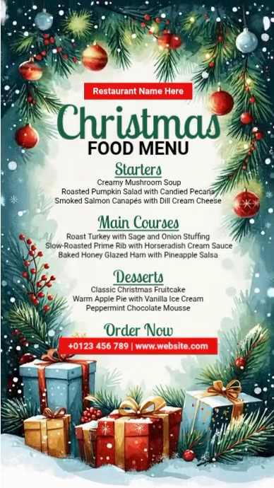 Christmas Food Menu Ads Template | PosterMyWall