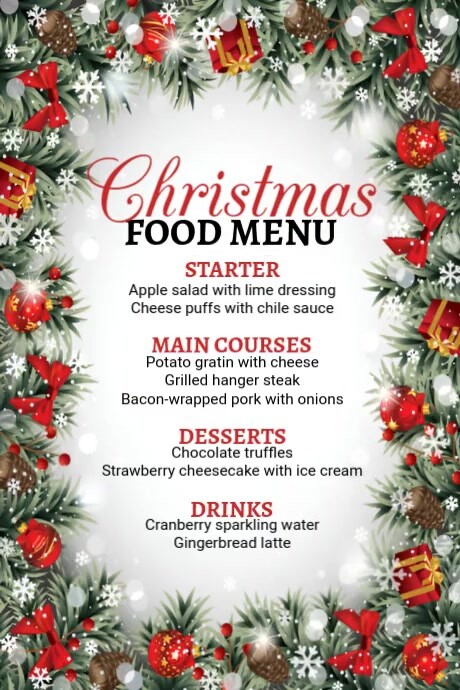 Christmas Food Menu Ads Template | PosterMyWall