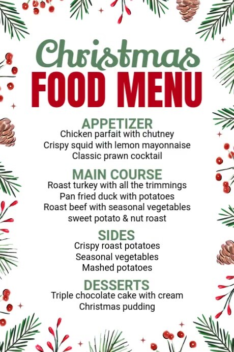 Christmas Food Menu Template | PosterMyWall