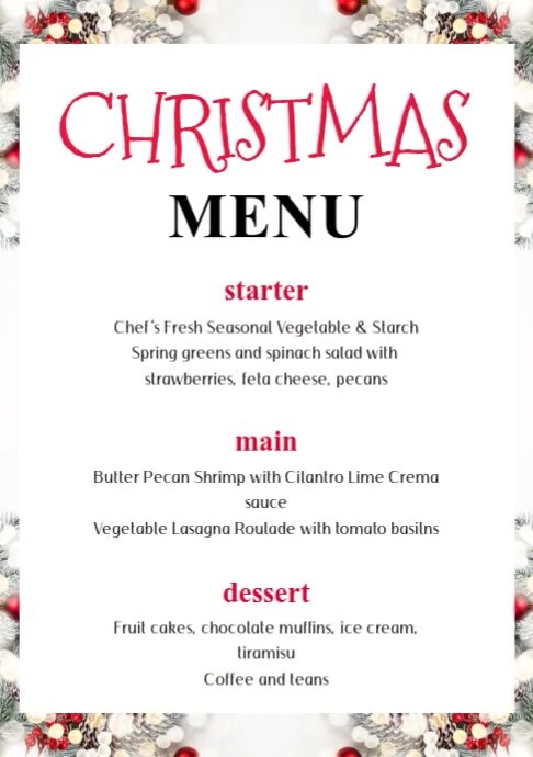 Christmas Food Menu Template | PosterMyWall