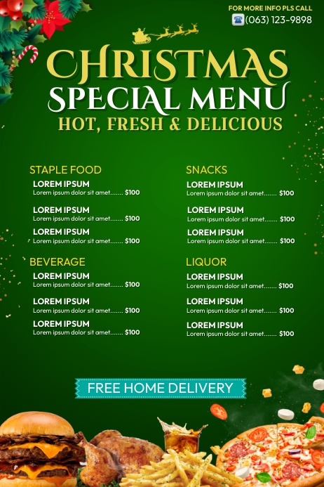 Christmas Food Menu Template | PosterMyWall