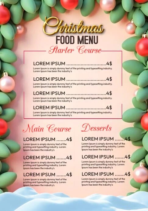 Christmas Food Menu Template | PosterMyWall