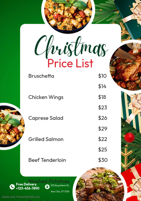 Christmas Food Menu flyer Template | PosterMyWall