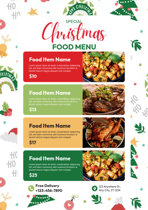 Christmas Food Menu flyer Template | PosterMyWall