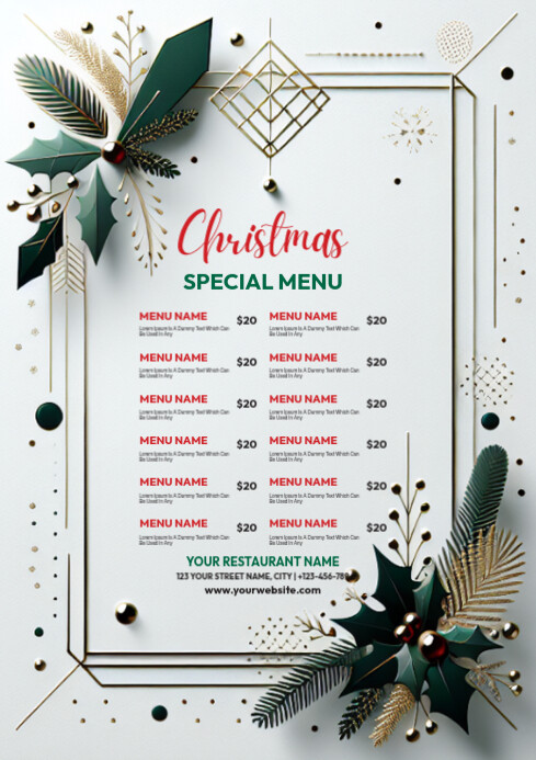 Christmas Food Menu Flyer Templat | PosterMyWall