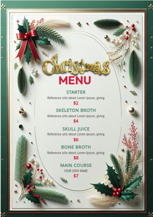 Christmas Food Menu Flyer Template | PosterMyWall