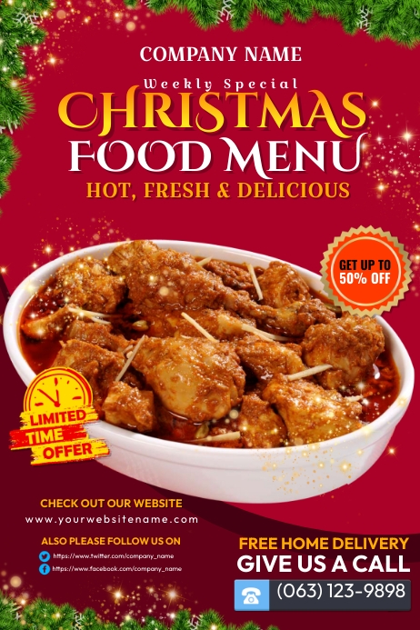 Christmas Food Menu Poster Template | PosterMyWall