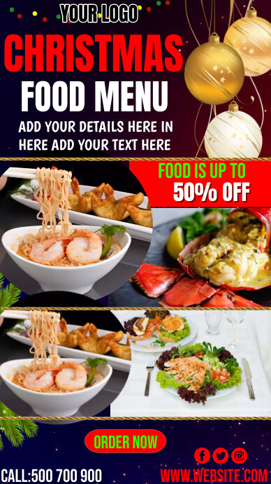 Christmas food promotion design flyer Template | PosterMyWall