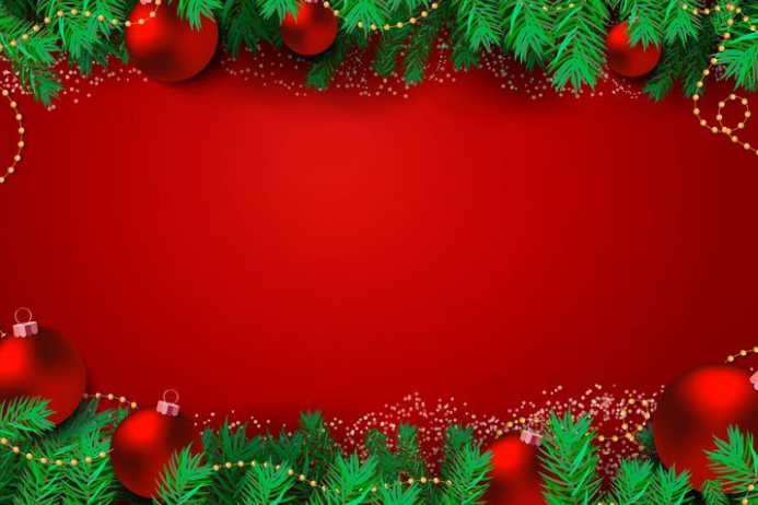 Plantilla de Christmas frame with pine & ornaments | PosterMyWall