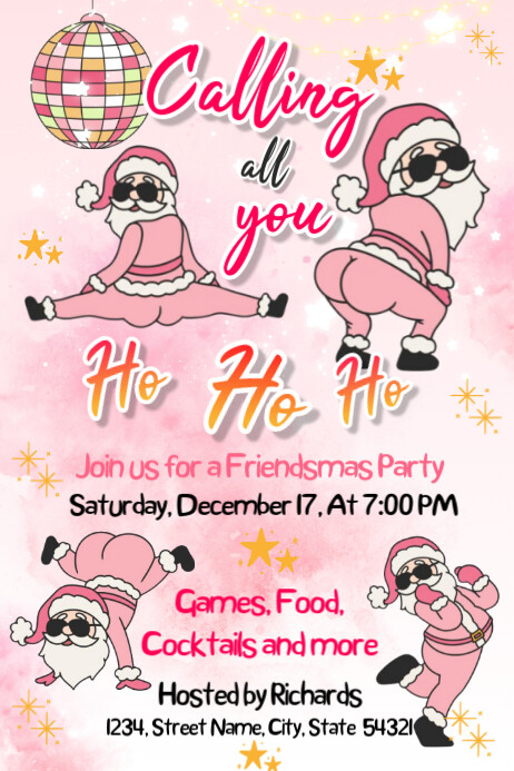Plantilla de Christmas Friendsmas Party Invitations | PosterMyWall