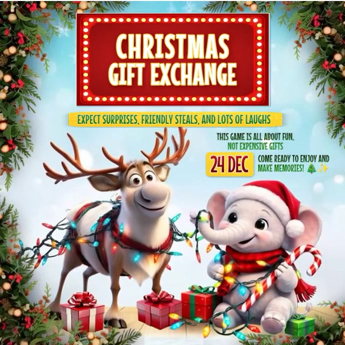 Christmas gift exchange Template | PosterMyWall