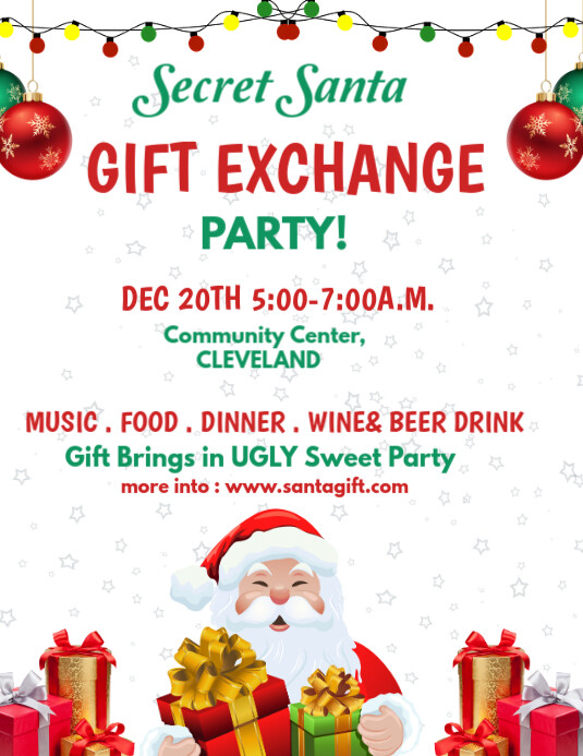 christmas gift exchange flyer Template | PosterMyWall