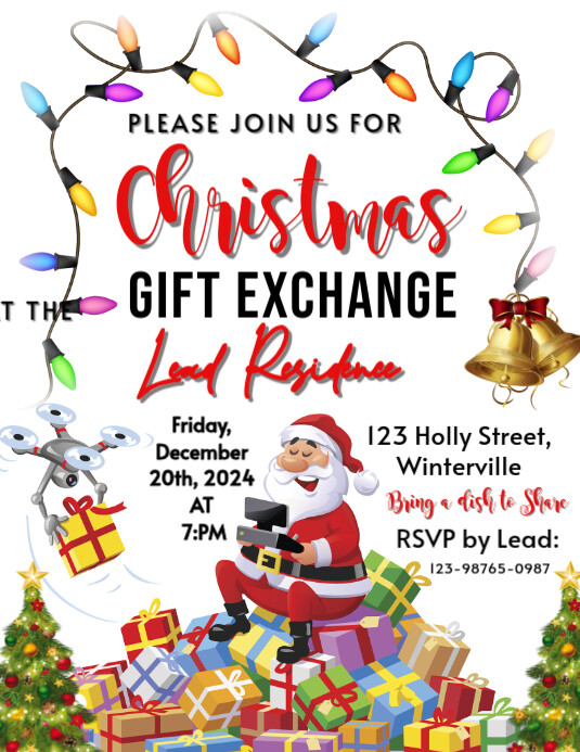Christmas Gift Exchange Invitation Template | PosterMyWall