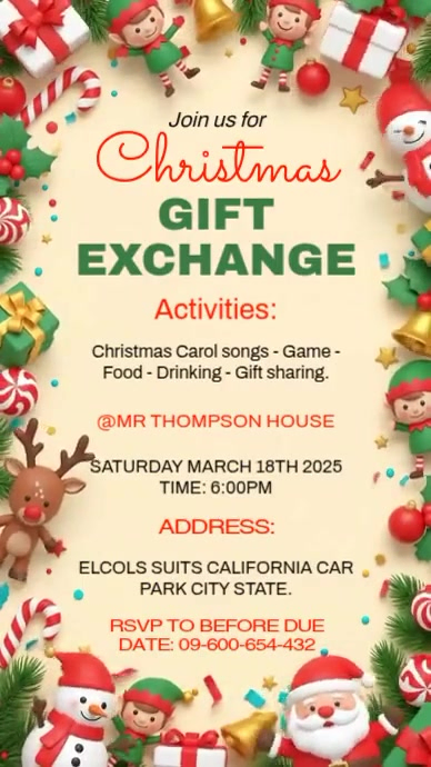 Plantilla de christmas gift exchange party invitation | PosterMyWall