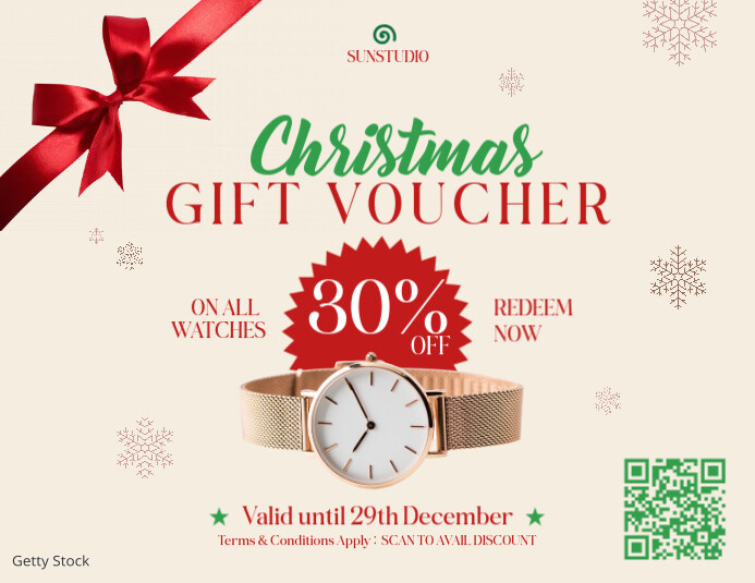 Christmas Gift Voucher for Watches Post Template | PosterMyWall