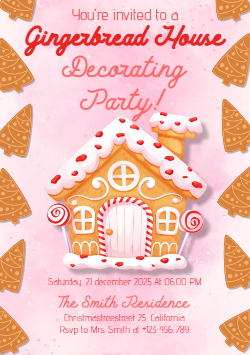 Christmas Gingerbread Cookies Decorating Party Invitation | Holiday ...
