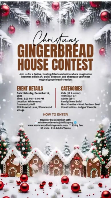 Christmas gingerbread house contest Template | PosterMyWall