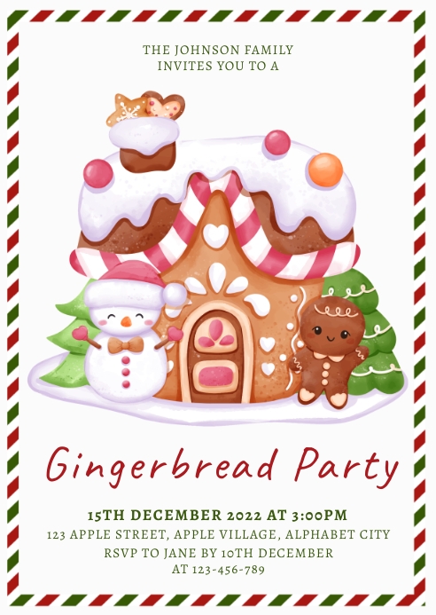 Christmas Gingerbread House Party Invitation Template | PosterMyWall