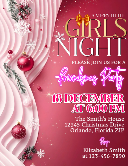 Christmas Girls Night Part Template | PosterMyWall